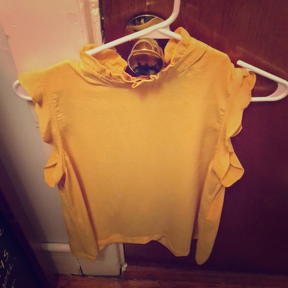 Tops | Pretty Yellow Button Back High Neck Shell | Poshmark